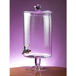 Glass - Beverage Dispenser - Cold Drink Dispencer - Iced Beverage Server -2 Gallon - 7.5 Liter (256 Fl. Oz.) - with Stainless Steel Spigot - Knob - - by Barski - Made in Europe