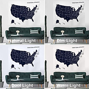 Batmerry Map USA America Tapestry, USA Map United States of America Travel Picnic Mat Beach Towel Wall Art Decoration for Bedroom Living Room Dorm, 51.2 x 59.1 Inches, Blue Map