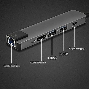 XUNMAIFHB Portable Docking Station,Type c to HDMI 3.0 Splitter with PD Powered RJ45 Network Card Converter Multi-Function Docking SD/TF/HDMI high-Definition Interface Fast Transmission