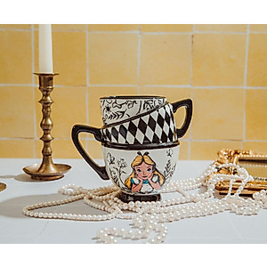 Disney Alice in Wonderland Monochrome Stacked Teacups Sculpted Ceramic Mug