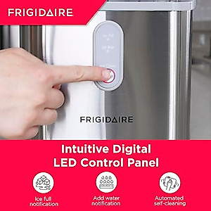 Frigidaire Countertop Crunchy Chewable Nugget Ice Maker, Compact, 33lbs per Day, Metallic Finish