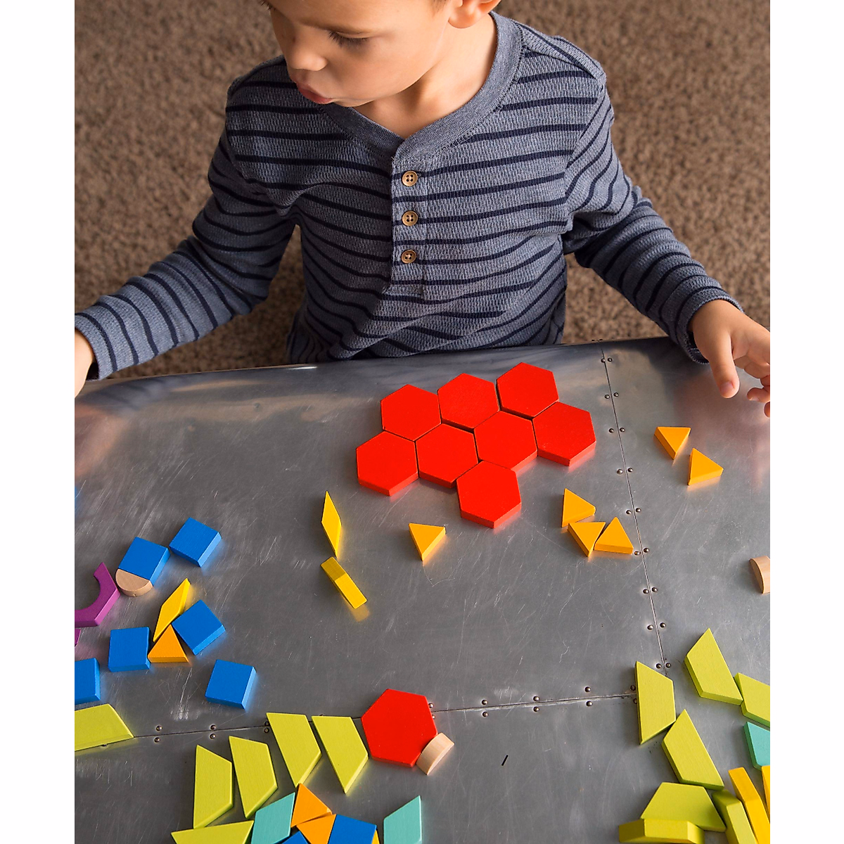 Fat Brain Toys GeoMagic Mosaics - Wooden Geometry Blocks for Kids Ages 3 to 8