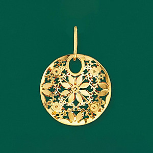 Ross-Simons Italian 14kt Yellow Gold Circle Flower Pendant