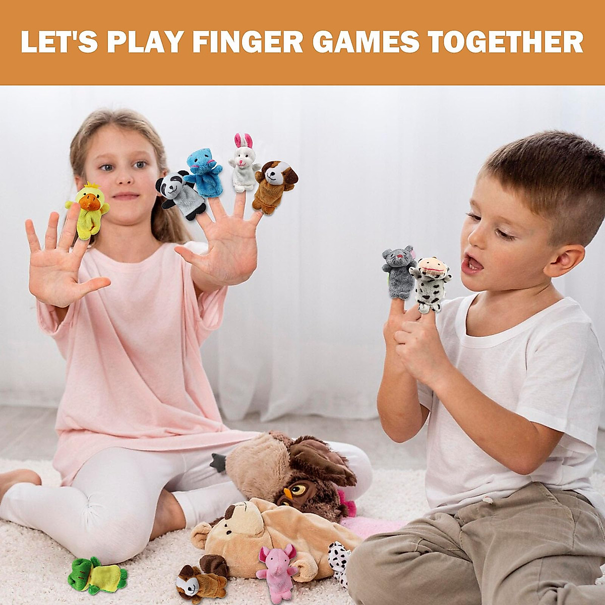 5 PCS Finger Puppets for Kids Toddlers Ages 1-3 3-5 4-8, Mini Plush Animals Baby Finger Puppet Toys, Show Theater Props, Small Prize Box and Bulk Party Favors for Kids, Toddlers