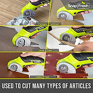 Cordless Electric Scissors, SnapFresh 4V Electric Mini Cutter, Rotary Cutter for Fabric and Cloth, Carpet and Cardboard Cutter with a Replacement Blade