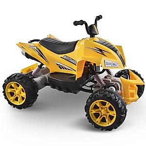 Blitzshark 24V Kids Ride on ATV 4WD Quad 4x75W Powerful 4-Wheeler Electric Vehicle, with 6MPH Fast Speed, 10AH Large Battery, Soft Brake, Full Metal Suspensions & Protective Gear, Lighting Rider