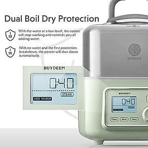 BUYDEEM G553 5-Quart Electric Food Steamer for Cooking, One Touch Vegetable Steamer, Digital Multifunctional Steamer, Quick Steam in 60s, Stainless Steel Steamer Tray, No Stew Pots Included