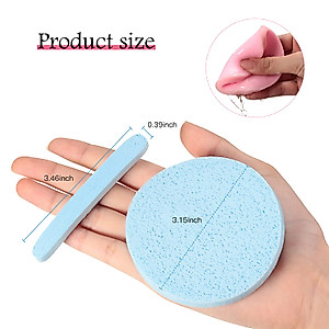 Patelai 300 Pieces Face Cleansing Sponge Wash Round Face Sponge Makeup Removal Sponge Pad Compressed Soft Facial Sponge Exfoliating Sponges, Pink, Purple, Blue, Yellow, Green for Women