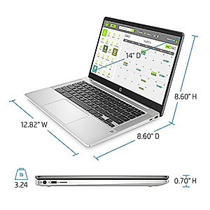 HP 2022 Chromebook Bundle 14" FHD Laptop Computer, Intel Celeron N4000, 4GB RAM, 64GB eMMC, Intel HD 600 Graphics, B&O Audio, HD Webcam, Sleeve and Mouse, Chrome OS, Grey, 32GB SnowBell USB Card