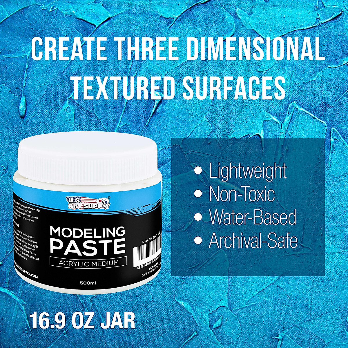 U.S. Art Supply Modeling Paste Acrylic Medium, 500ml Tub