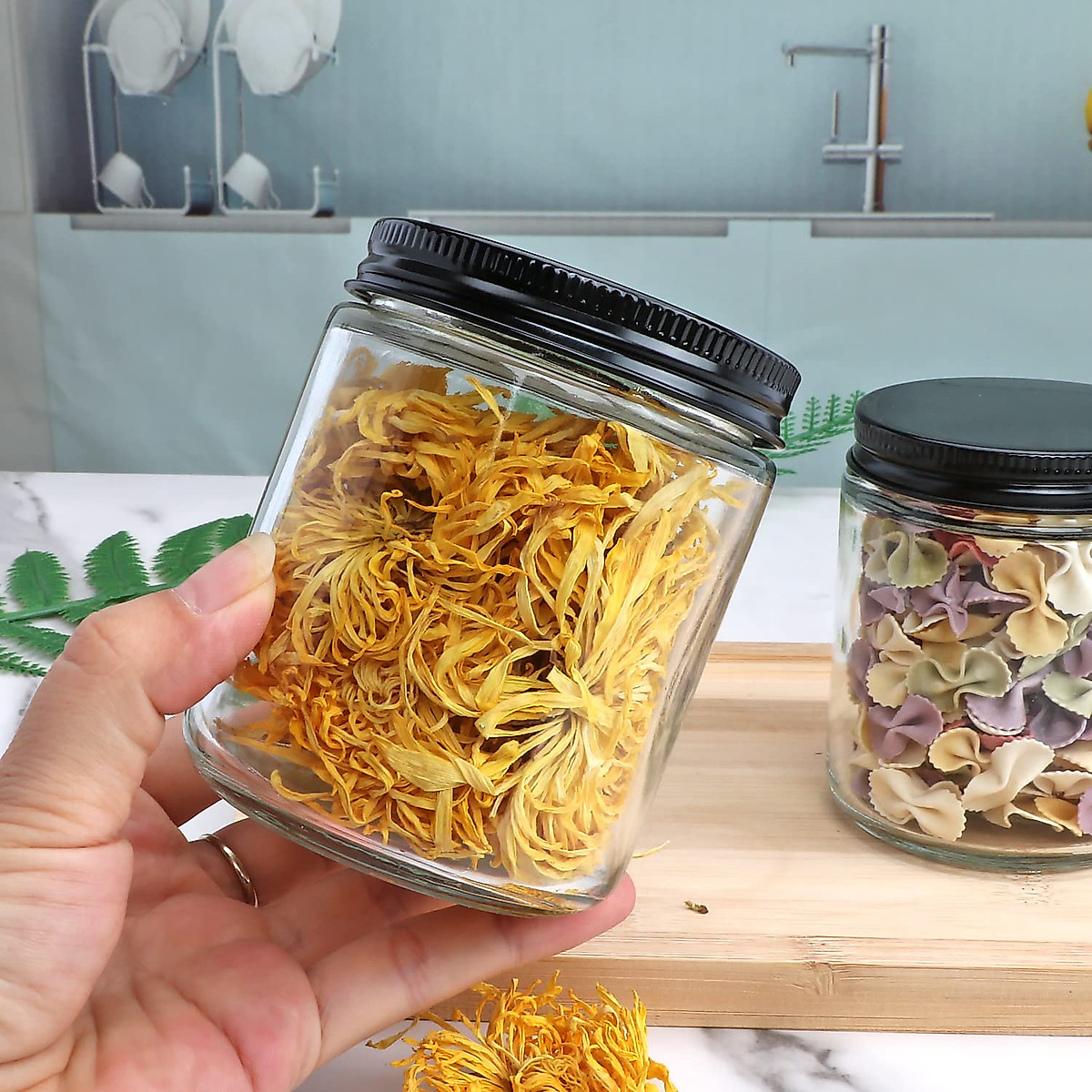 Encheng 8 OZ Glass Jars with Metal Lids,Clear Round Empty Candle Jars with Airtight Lids,Small Mason Canning Jars for Food,Candle,Honey,Candy,30 Pack.