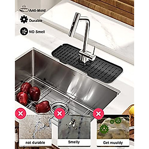 Large Silicone Dish Drying Mat for Kitchen Counter with Faucet Mat - XL Dish Drying Mat 20" x 16" - Dish Drying Rack Mat, Heat Resistant Hot Pot Pad, Non-Slip Sink Mat, BPA Free, Dish Washer Safe