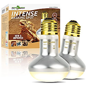 REPTI ZOO 2 Pack Reptile Heat Lamp, 75W Reptile Basking Bulb Simulate Natural Sunlight Heating Lamp Bulb, UVA Heat Lamp Bulb for Reptiles Chickens Heating Use