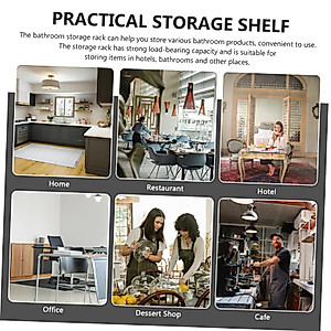 Amosfun 1 Set Storage Stand Suction Toilet Storage Rack Punch- Toiletries Holder Bathing Shelf Metal Storage Shelf Bathroom Shower Corner Shelf White Plastic Sucker Tripod