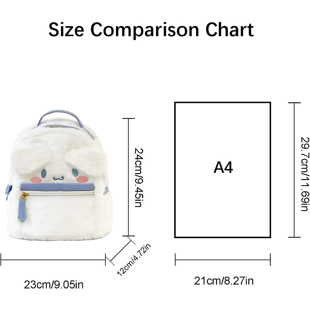 ACCENE Cute Furry Plush Cinnamoroll-Dog Backpack - Mini Girls Backpacks Great Gift for Kids