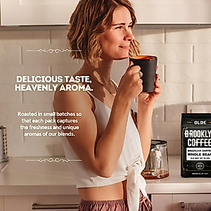 BROOKLYN COFFEE Whole Bean, Brazilian Santos Medium Roast (5lb) American, Breakfast, Classic - Fresh Bulk Coffee Beans Roasted Weekly in NYC