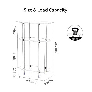 Bkemiy Clear Acrylic Narrow Side Table for Small Spaces, 15.75" L x 7.87" W x 24.6" H, 3 Tier Oval Slim End Table Nightstand, Small Minimalist Skinny Bedside Table for Bedroom, Bathroom, Living Room
