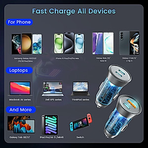 2-Pack 90W USB C Super Fast Car Charger, Dual-Port [PD/PPS 45W & QC 45W] Car Cigarette Lighter USB Charger Adaper for Samsung Galaxy S24 Ultra/S24+/S23 Ultra/S22+/S20,Note 20/10+,Tab S9/S8, iPhone 15…