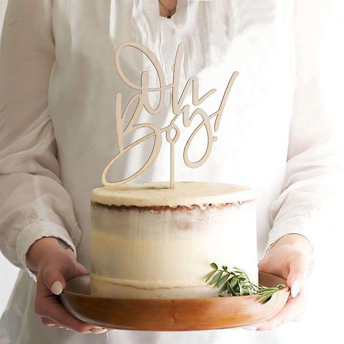 YESSWL Oh Boy Cake Topper - Wooden Boy Baby Shower Birthday Party Cake Decorations for It's a Boy 1st Birthday Party Photo Booth Props， gender Reveals Party Decorations (Wood Oh Boy Cake Topper)