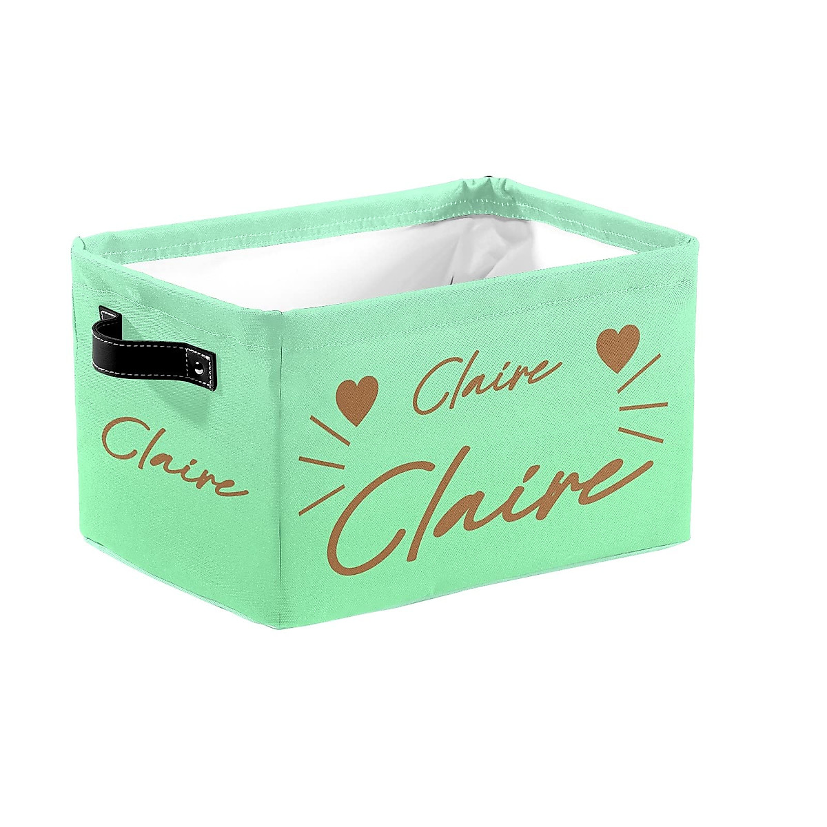 ZAACUSTOM Personalized Storage Baskets with Name Text Custom Boys Girls Kids Toys Storage Bin Box Cube Organizer with Handles for Organizing Shelf Closet, Foldable, Waterproof, Cute, 1 Pack