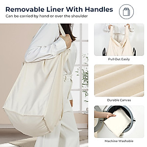 STO STO Laundry Hamper 3 Section, 120L Rolling Laundry Sorter Cart with Removable and Washable Liner Bag, Rolling Clothes Hamper with Metal Handle for Laundry Room and Bedroom