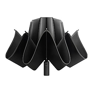 GENMAI SOEASY Umbrella Compact Folding Travel Windproof Rain Umbrella, Light Automatic Parasol Portable Car Umbrella for Rain,Large Black Sun Umbrella