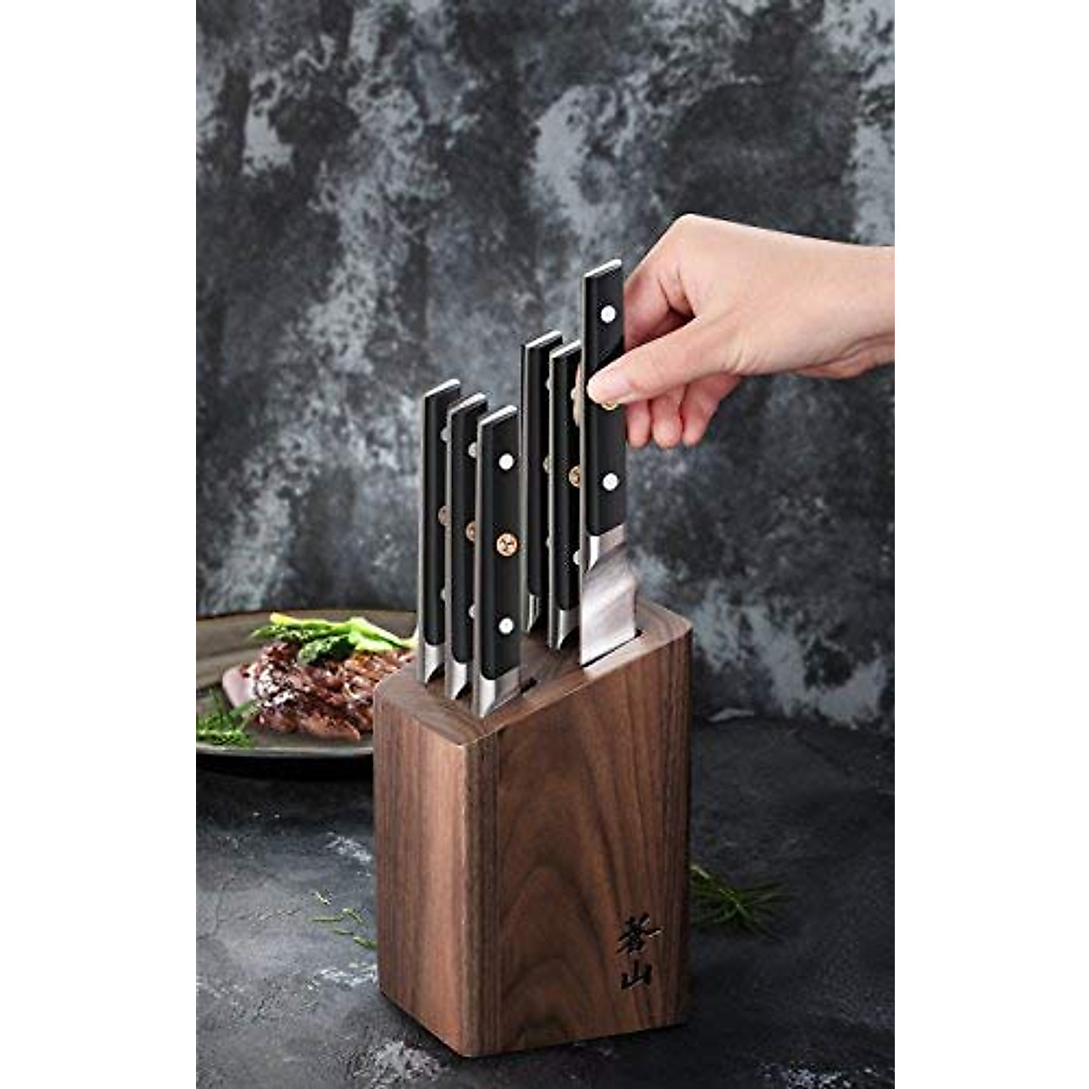 Cangshan TC Series 1022247 Swedish 14C28N Steel Forged 6-Piece Steak Knife Block Set, Walnut