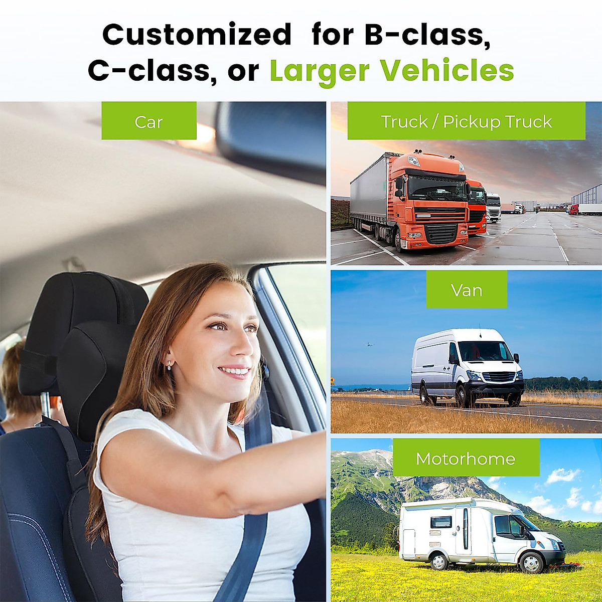 Dreamer Car Back Support Lumbar Support for Car & Car Neck Pillow kit for Driving Fatigue Relief,Memory Foam Ergonomic Car Pillow Comfort Your Neck and Back,Black