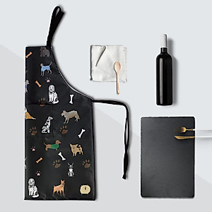 Cute Dog Grooming Apron Waterproof with Pockets 2 Paw Print Apron Dog Grooming Smock, Dog Lover Aprons for Adults Adjustable Shoulder Strap Polyester Aprons Cooking BBQ Adult Artist Aprons 28x33 Inch