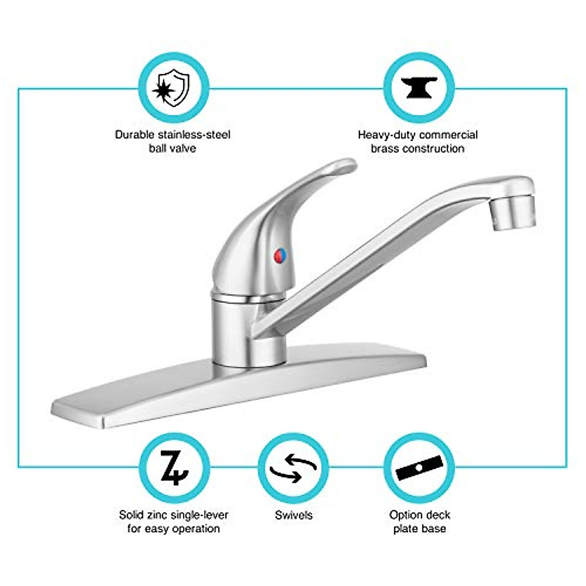 Dura Faucet DF-NMK600-SN RV Swivel Kitchen Sink Faucet (Brushed Satin Nickel)