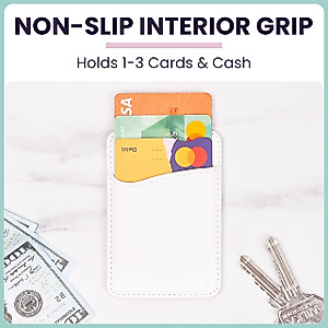 Premium Leather Phone Card Holder - Stick On Wallet for iPhone and Android Smartphones - Minimalist Style with Non-Slip Lining Secures Up to 3 Cards Kangaroo