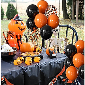 Halloween Balloons Black and Orange Balloons, 50Pcs Orange and Black Halloween Latex Balloons12 Inch Black Orange Confetti Balloons for Halloween, Birthday, Graduation, Black Orange Party Decorations