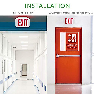 LIT-PaTH LED Emergency EXIT Sign with Double Face and Back Up Batteries- US Standard Red Letter Exit Lighting, UL 924 and CEC Qualified, 120-277 Voltage, 1-Pack