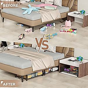 innotic Under Bed Storage with Wheels, Tool-free Under Bed Shoe Storage Containers Drawer, Metal Closet Organizer Storage Containers for Clothing, Shoes, Blanket, Toys-L Size (23.5"x16.5"x6.45")