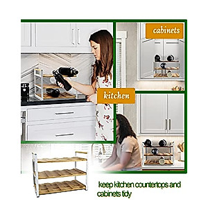 Asyncritus Water Bottle Organizer Suitable for Wall Hanging,Kitchen Countertops,Cabinets,3 Tier Bamboo Stackable Water Bottle Holder, Holds 12 Bottles in Total,Assembled Size: 14.6L×8.1W×11H