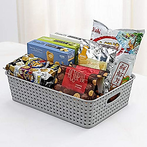 Dehouse Rectangular Plastic Storage Baskets Tray, Grey, Set of 4