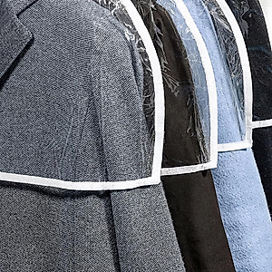 5 PACK Clear Clothing Hanger Shoulder Covers, Shoulder Cover for Clothes Closet Bulk clothes for Hanging Clothes, Suit, Coats, Jackets, Dress Open Closet Storage