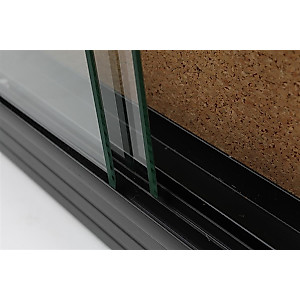 Displays2go Enclosed Cork Board, Sliding Glass Door, 4 x 3 Foot, Locking Bulletin Board for Wall (CBSD43BK)