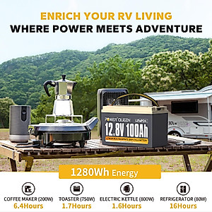 Power Queen 12V 100Ah LiFePO4 Battery Group 31 Lithium Deep Cycles Battery, Built-in 100A BMS, Up to 15000 Deep Cycles, Perfect for RV, Marine, Off-Grid Solar Power System
