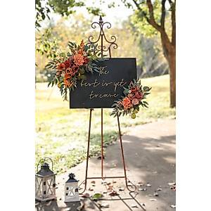 rongflower Artificial Wedding Arch Flowers Swag Set of 2 for DIY Fall Wedding Welcome Ceremony Sign Backdrop Sweetheart Table Chair Home Decoration(Orange)
