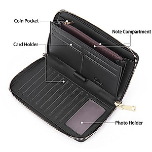 CLUCI Wallet Women Large Capacity Leather Designer Zipper Around Card Ladies Phone Clutch Wristlet Billfolds Leopard