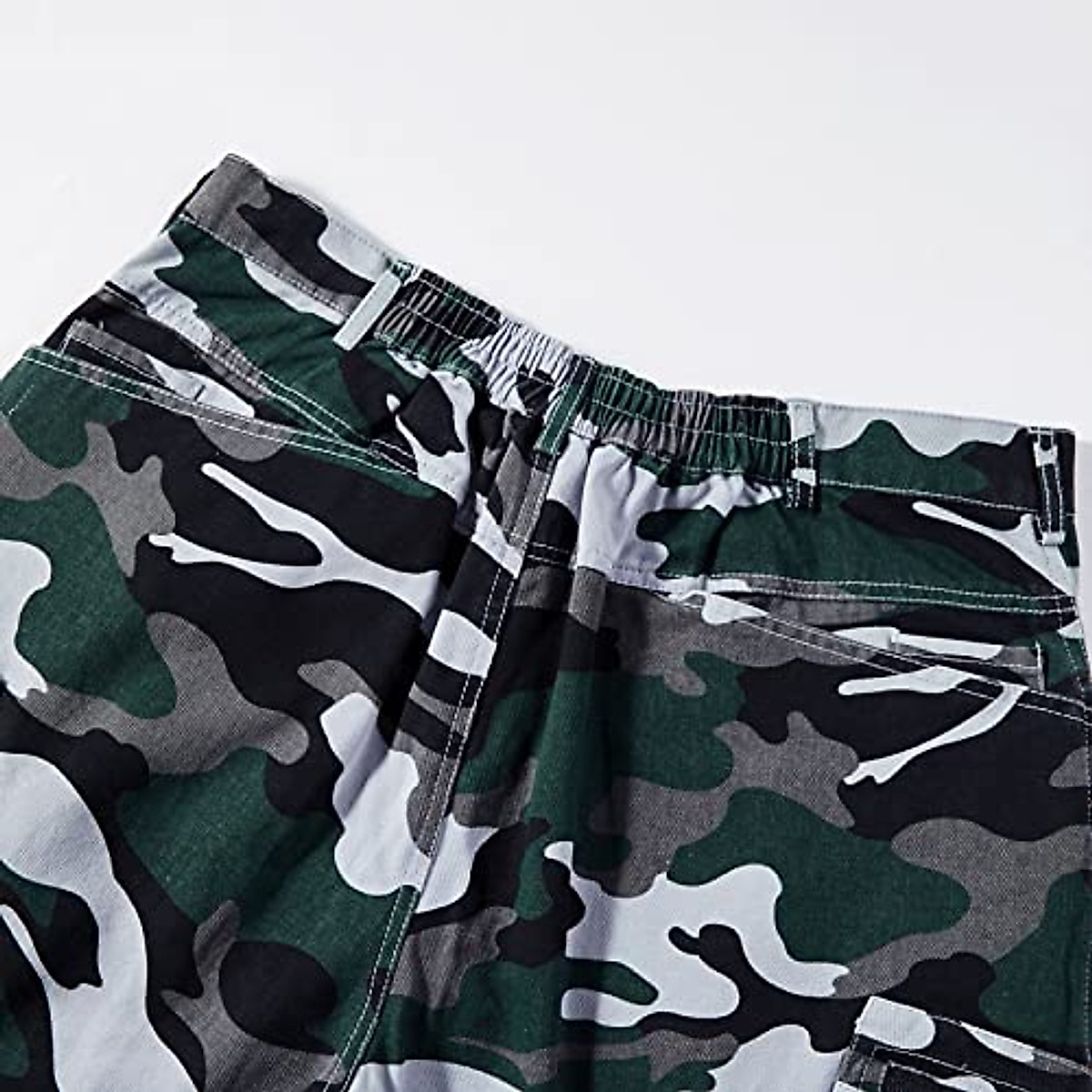 American Flag Board Shorts Men Mens Cargo Shorts Casual Camouflage Elastic Waist Tooling Shorts Outdoor Cotton Camo Multi Pockets Utility Shorts Big & Tall Sizes 46-64 Men Cargo Shorts Blue 2X