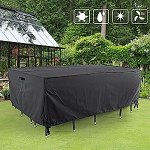 Tempera 108'' x 82'' x 27.8'' Outdoor Dining Set Cover for Outside Table and Chairs, Rectangle Patio Table Covers for Outdoor Furniture, Anti-Fading, Water Resistant, Space Grey