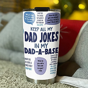 Life4Gifts Emergency Dad Jokes Gift for Dad - Birthday Gift for Dad & Fathers Day Gift for Daddy Stepdad Husband Father in law Tumbler 20oz Doule Wall Vacuum Isulated Travel Coffee Mug