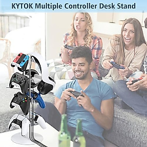 Kytok Gamer Gifts, Headset Stand 4 Tiers with Cable Organizer, Controller Stand Compatible with PS5/Xbox/Nintendo Switch/PS Portal/PS4, Headset Holder & Controller Holder - White
