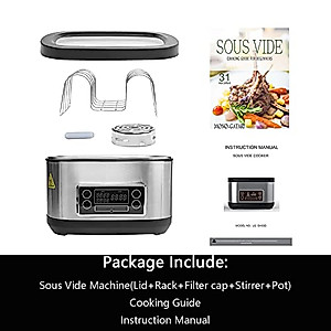 Mono-gatari Sous Vide Machine, Sous Vide Precision Cooker, 8 Quart Sous Vide Cooker with LED Touchscreen,Stainless Steel Ultra-quiet Fast-Heating Immersion Circulator Precise Cooker with Accurate Temperature and Timer Control,Water Bath Cooker with Recipe