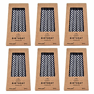 PHD CAKE 36 Pcs Racing Cars Themed Birthday Candles, Black and White Checkered Flag Candles, Kid's Party Decoration