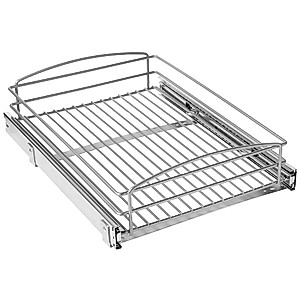 Knape & Vogt RS-MUB-14-FN 5 in. H x 15 in. W x 20 in. D Multi-Use Basket Silver Pull Out Cabinet Organizer, Frosted Nickel