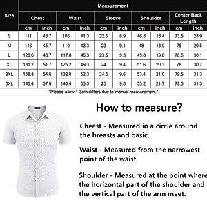 COOFANDY Men's Short Sleeve Dress Shirts Wrinkle Free Polka Dot Print Shirt Casual Button Down Shirts with Pocket