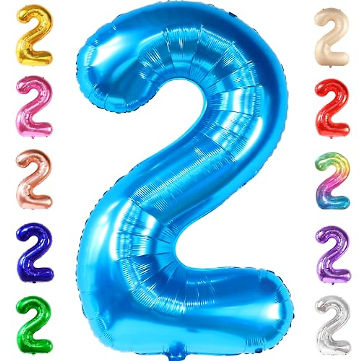 KatchOn, Blue Number 2 Balloon - Huge, 40 Inch | Baby Shark Birthday Decorations 2nd Birthday Boy | Blue 2 Balloon Number, Baby Shark 2nd Birthday Balloons Boy | Two Cool Birthday Party Decorations
